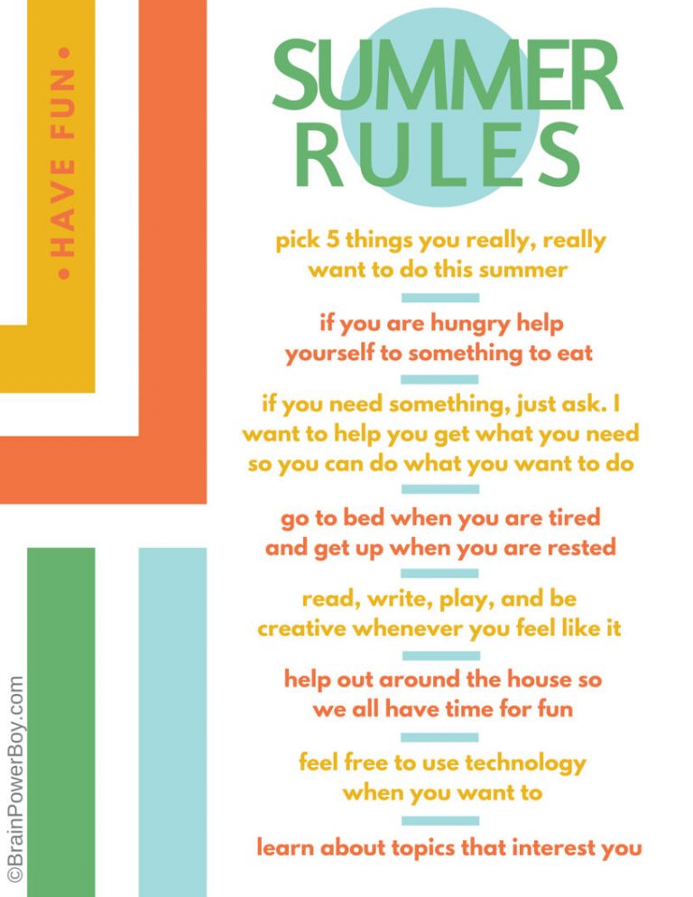 Free Printable Summer Rules List. An Alternative!