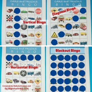 Free Printable Cars and Trucks Bingo Game