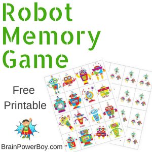 Printable Games for Kids: Robot Memory Game